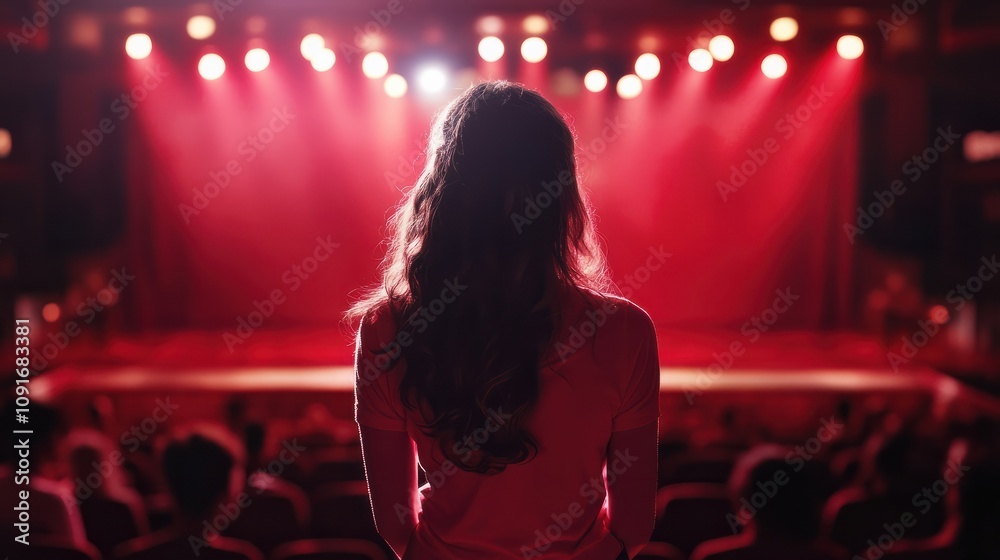 teenage girl performing in a school theater production, captivating the ...