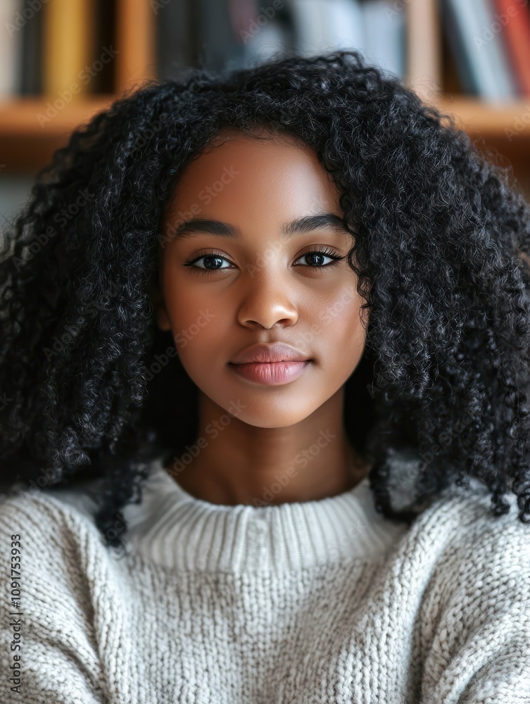 Teenage african american girl high school student distance e learning ...