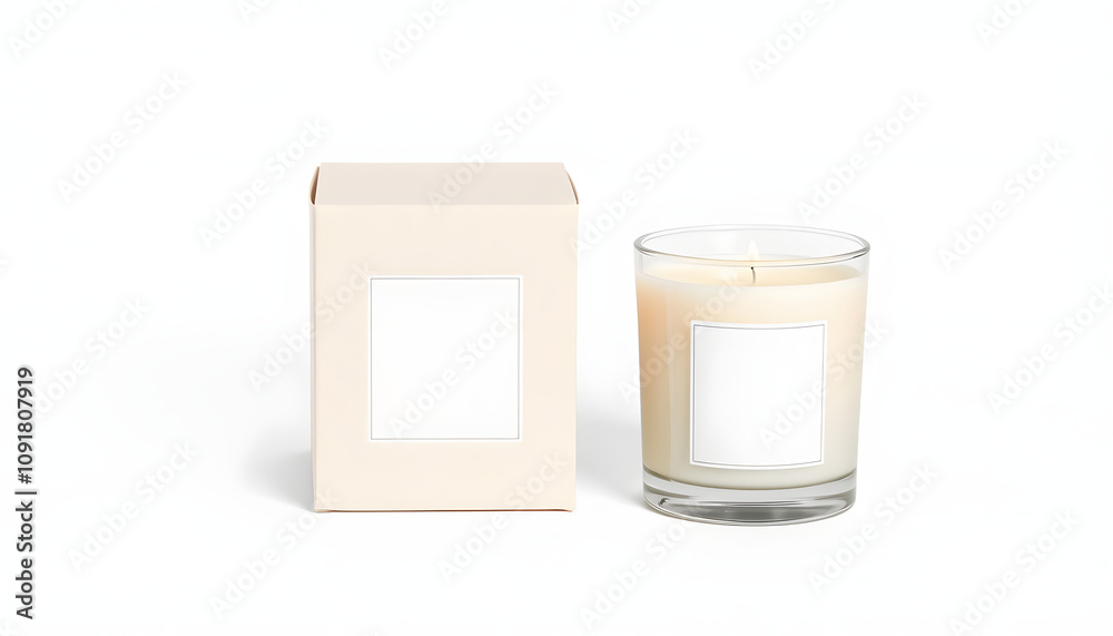 Blank scented candle with paper box packaging for branding and mock up ...