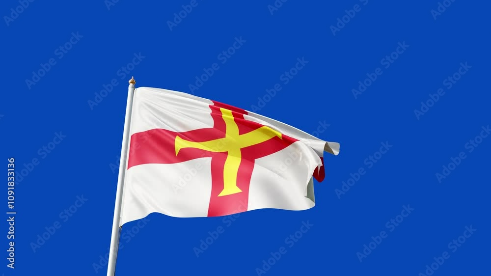 flag of guernsey on a blue screen, no background, transparent ...