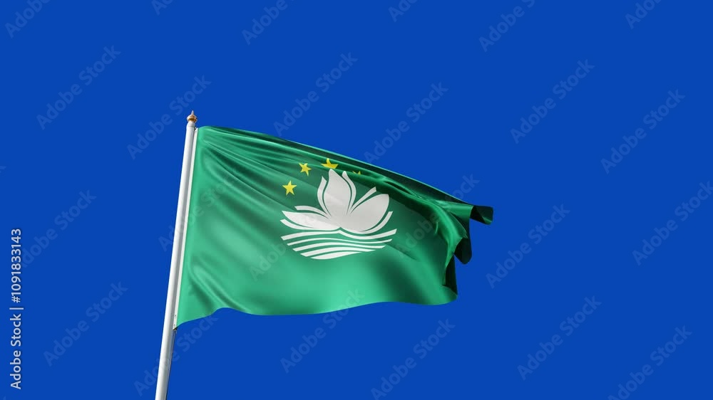 flag of macau on a blue screen, no background, transparent background ...