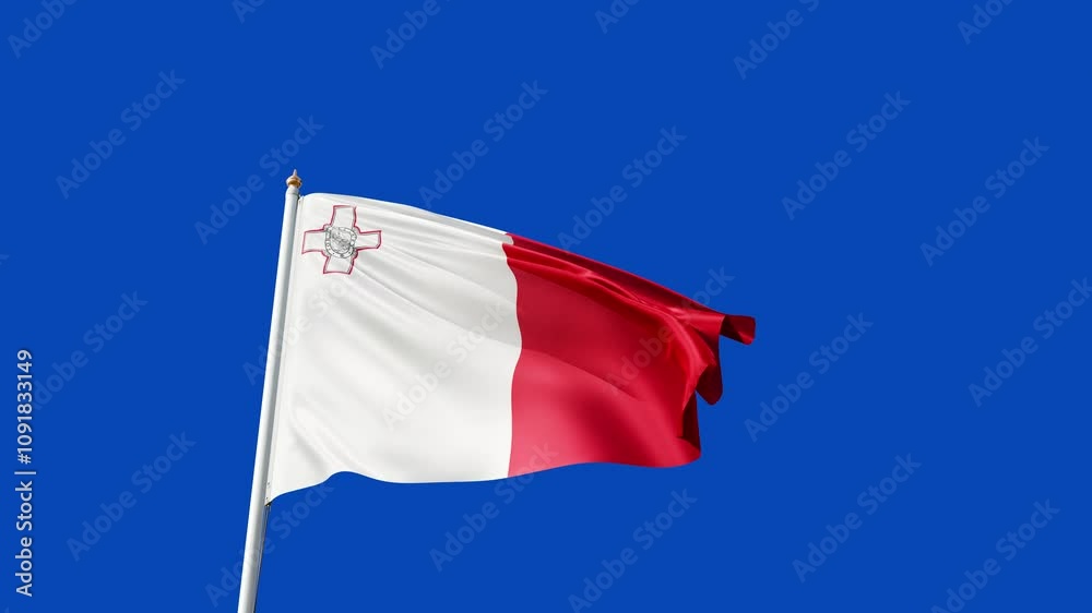 flag of malta on a blue screen, no background, transparent background ...