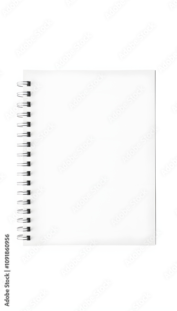 Spiral bound notebook mockup template with white paper cover isolated ...