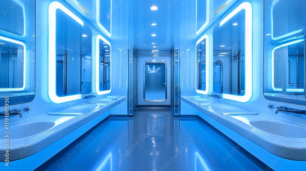 Functional hostel washroom with separate zones for showering, washing ...