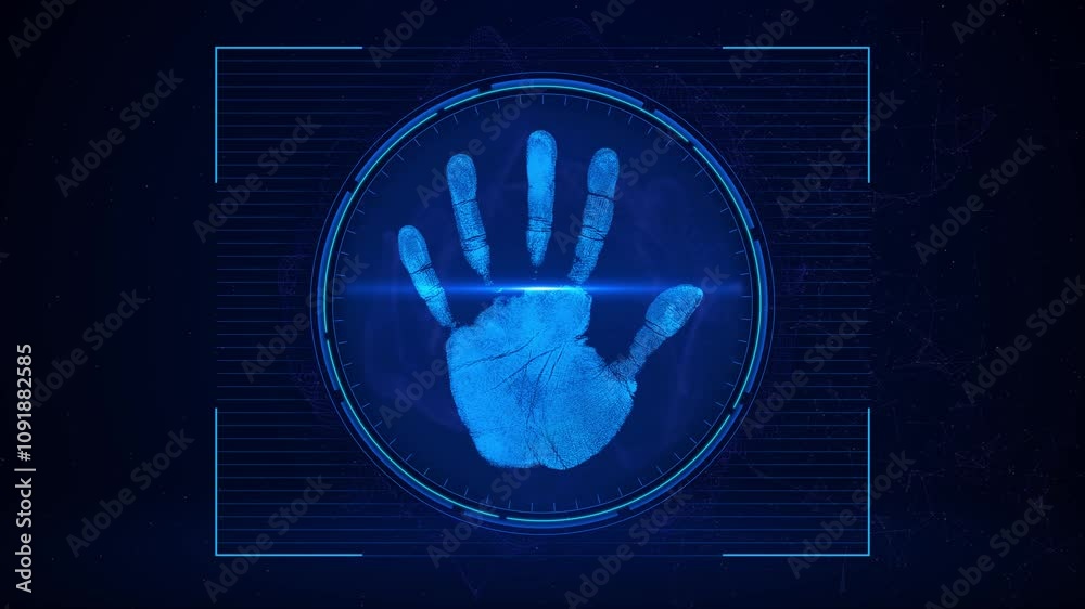 Biometric handprint reader scan Moving frame security and password ...
