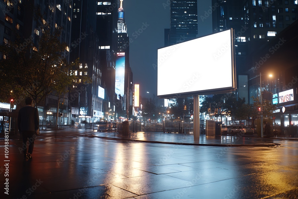 Mockup of an Empty Billboard in Times Square, New York City Stock ...