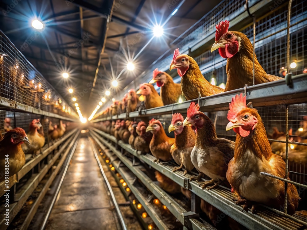Night Photography of Hens Confined to Factory Chicken Cages ...