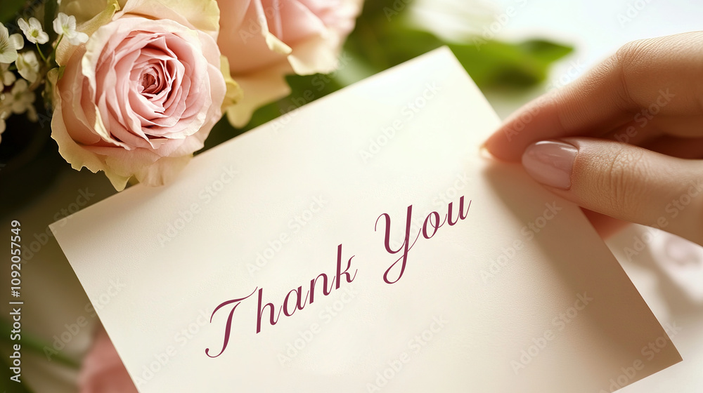 Handwritten thank you note on soft, textured paper, accompanied by a ...