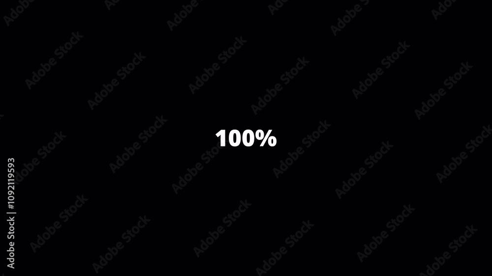 Loading progress animation from 0 to 100 percentage with transparent ...