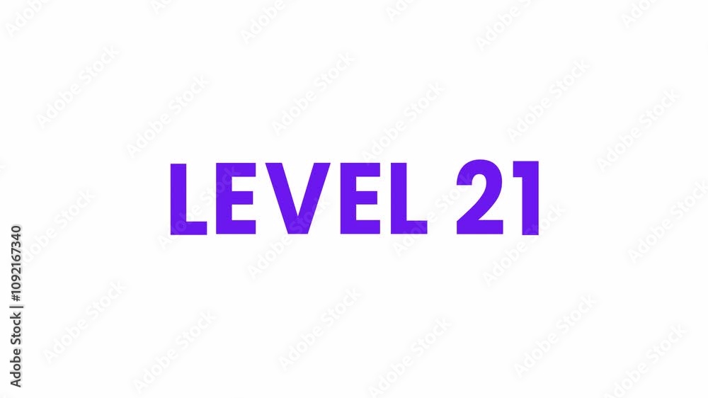 Level 21 Text Animation. Alpha matte with transparent background 4K ...