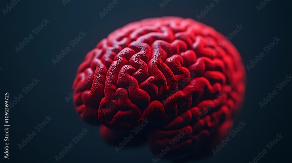 Intricate Red Brain Anatomy Close Up Showcasing Cerebral Complexity and the Intricate Structures ...