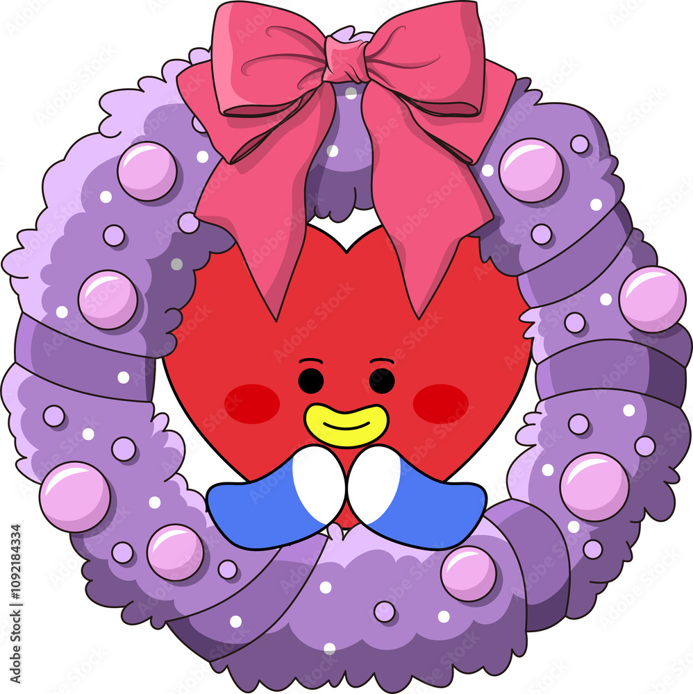 BT21 member TATA cute appearance in the middle of a purple Christmas ...