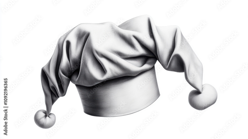 Detailed sketch of soft, folded jester hat with playful design. hat ...