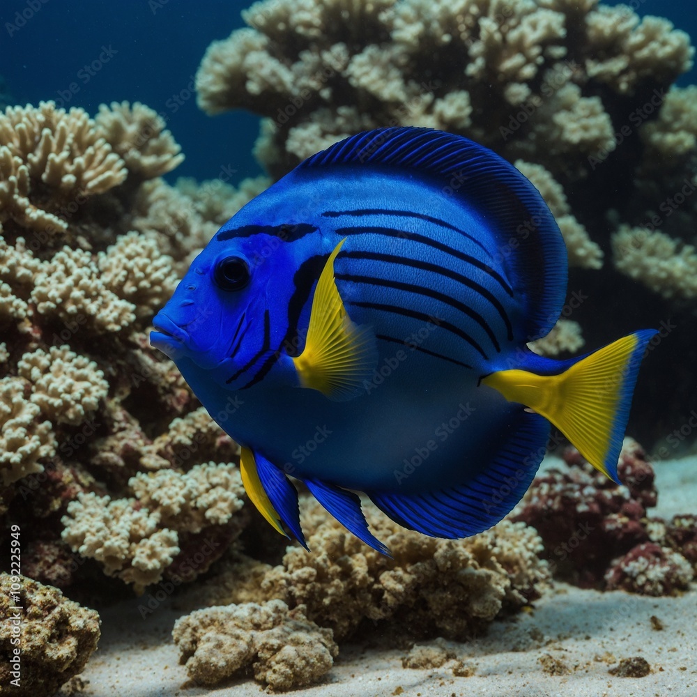 The Blue Tang, also known as the Palette Surgeonfish or Paracanthurus ...
