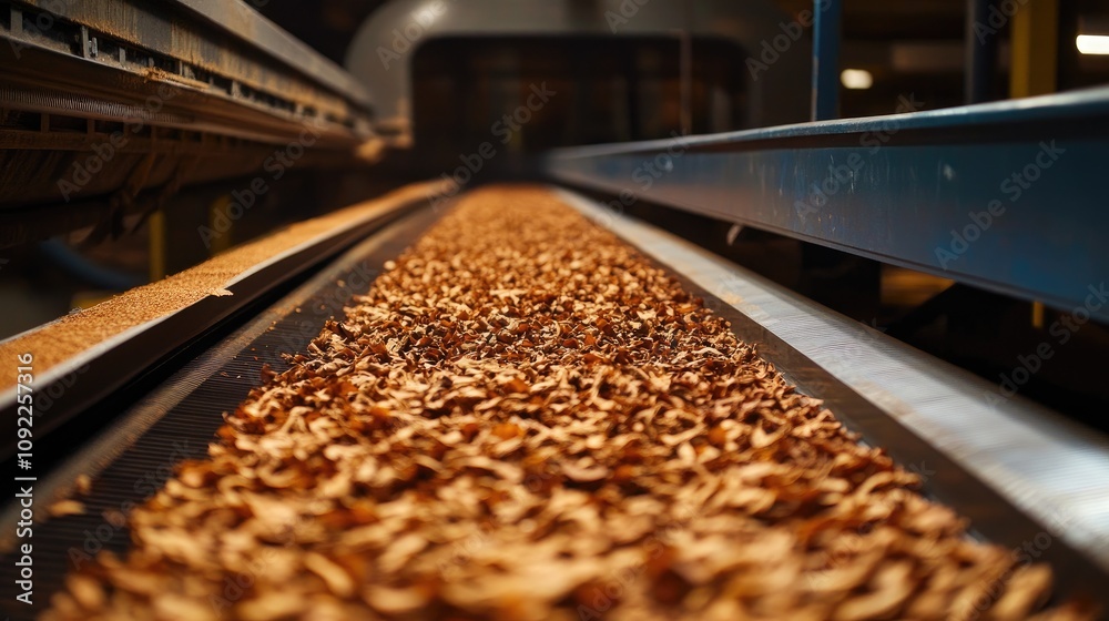 Tobacco manufacturing line showcasing automated sorting process for ...