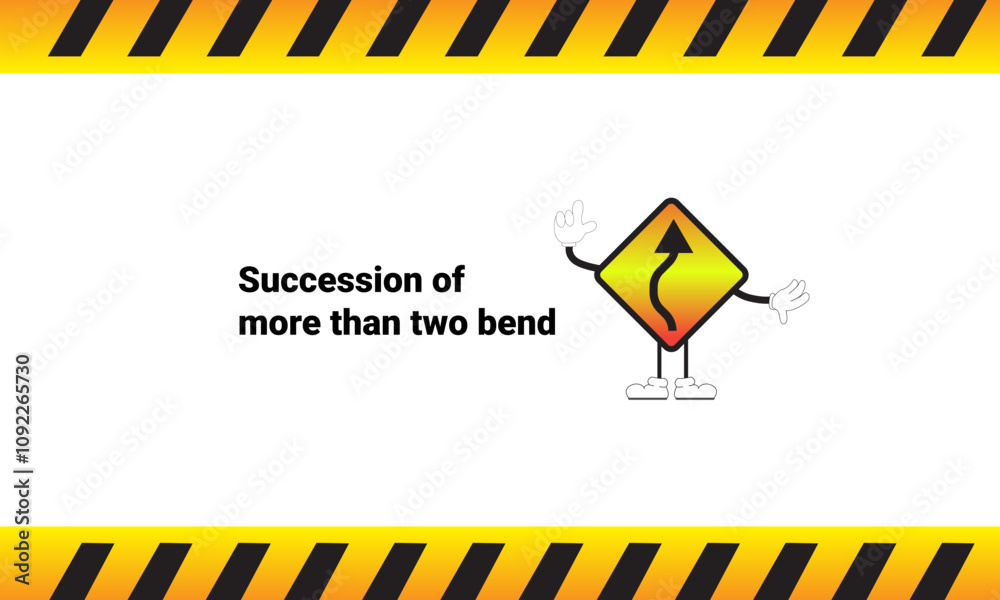 Poster Graphic vector illustration of a sign over two consecutive bends ...