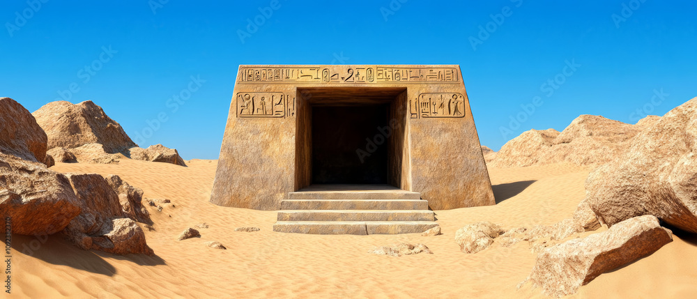 Mysterious crypt. Ancient crypt in desert landscape, featuring ...