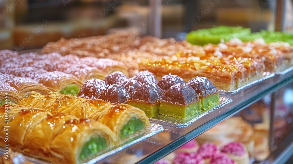 Halal desserts such as baklava, kunafa, and traditional sweets ...