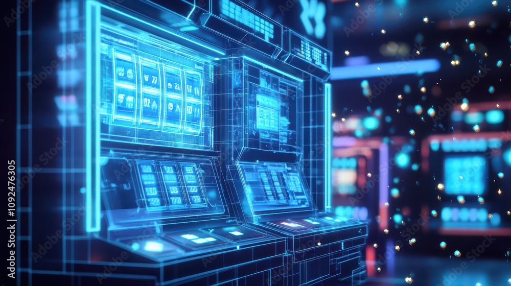 Futuristic Wireframe Lottery Machine: Sleek Design with Digital ...