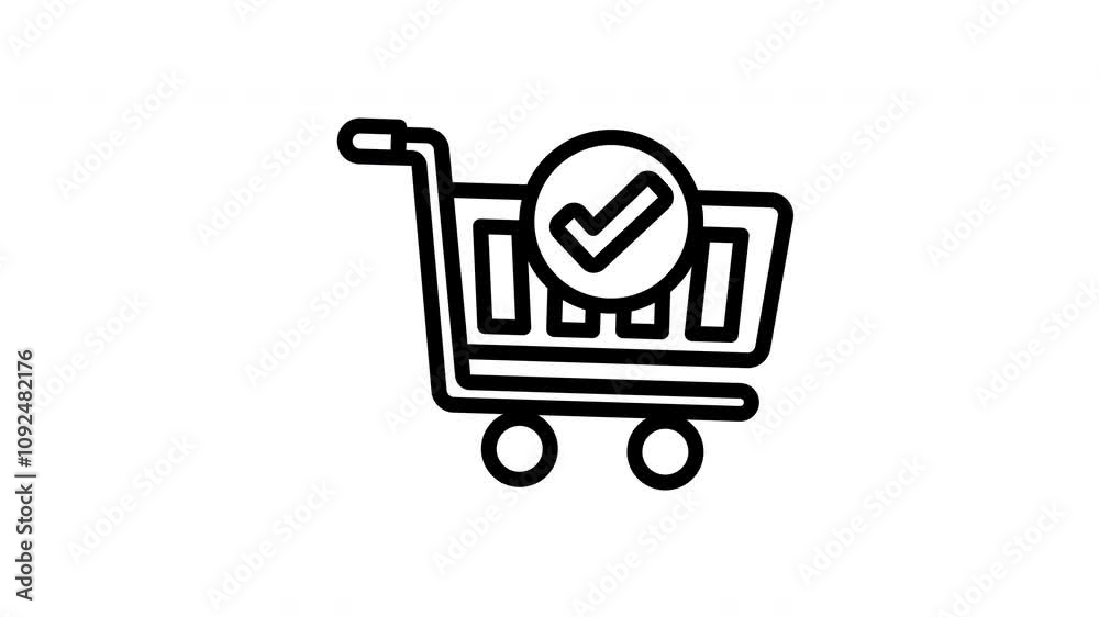 Animated complete order line icon on transparent background, ecommerce ...