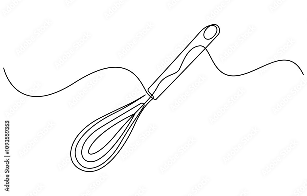 Continuous Line Drawing Of Balloon Whisk. One Line Of Kitchen Tool ...
