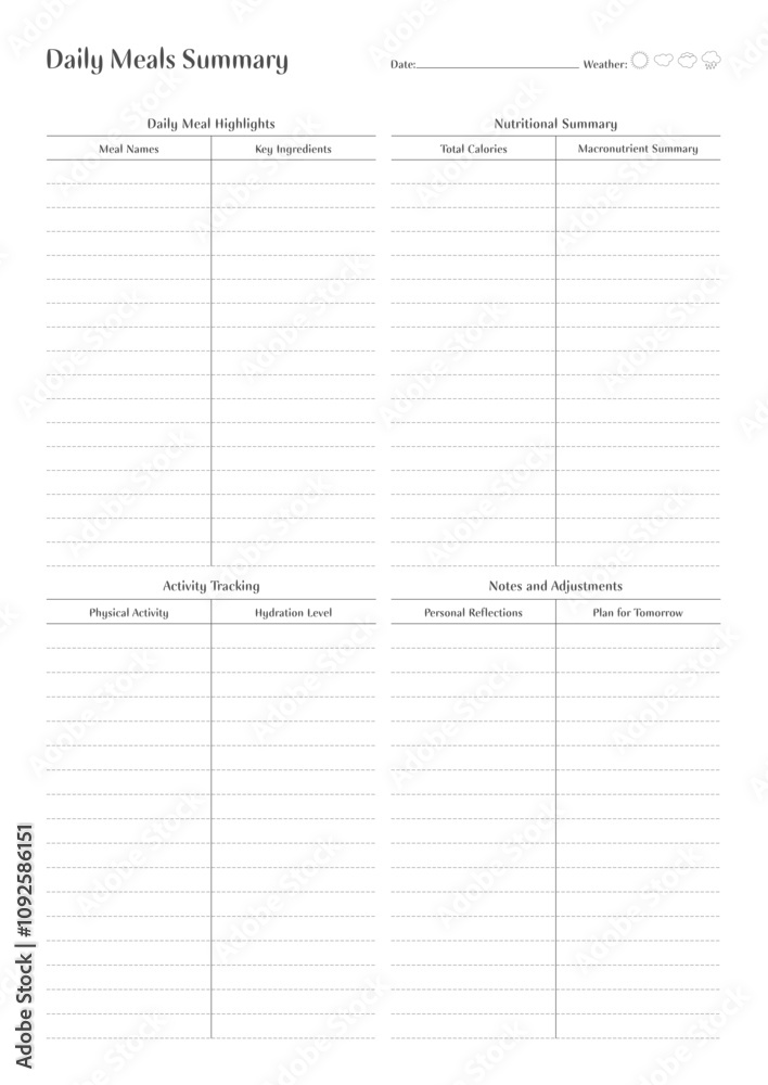 Comprehensive Meal Planning Sheets for Weekly, Monthly, and Daily Meal ...