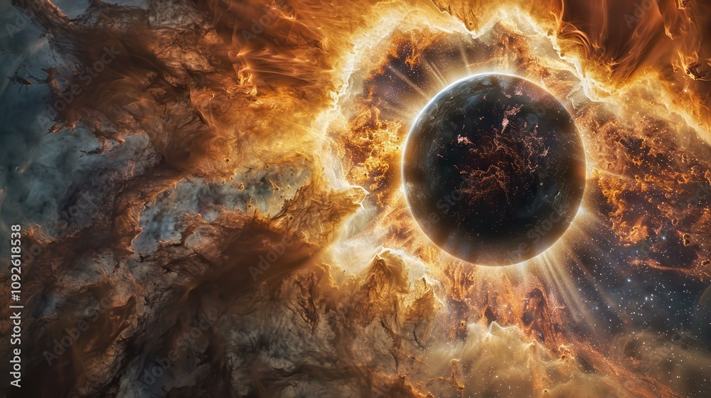 Cosmic Inferno: A fiery nebula embraces a planet in this breathtaking ...