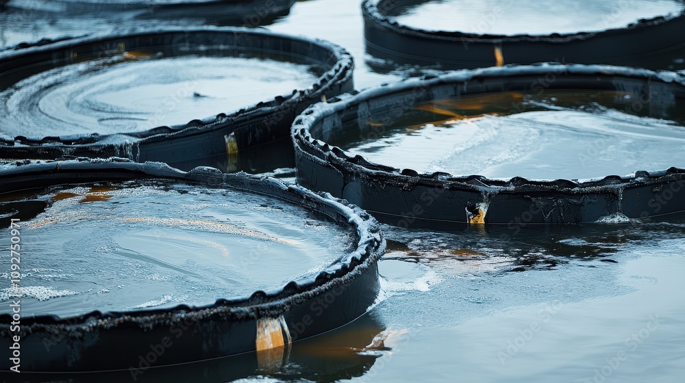 Oil Spill Management Concept, Circular Containment Booms Creating ...