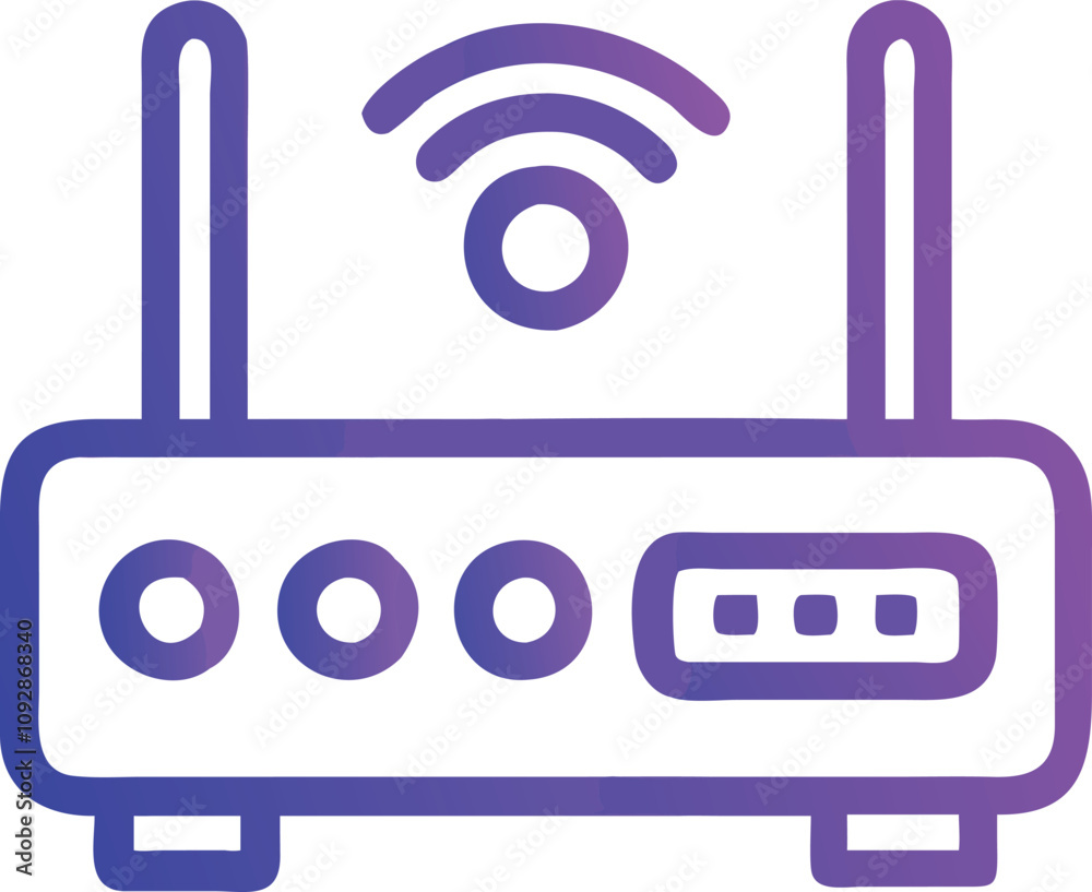Gradient Wi-Fi Router Vector with Signal Icon, Vector illustration of a ...