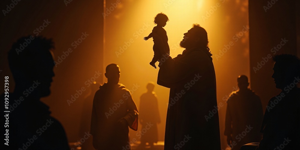 Simeon’s Prophecy About Jesus, Simeon lifting Jesus in the temple, with ...