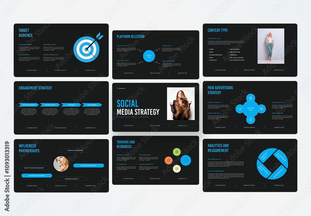 Digital Social Media Strategy Presentation Stock Template | Adobe Stock
