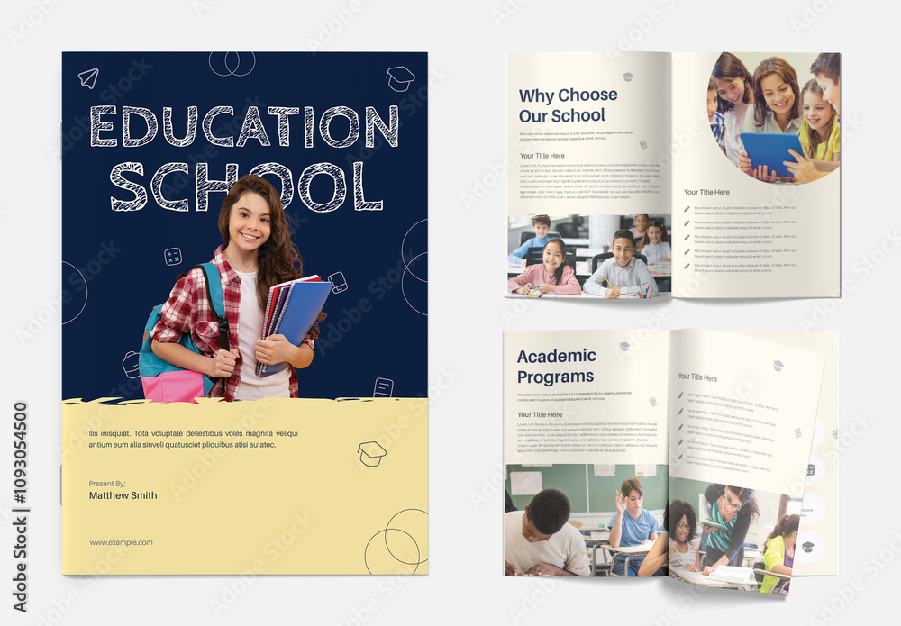 School Education Plan Brochure Layout Stock Template | Adobe Stock