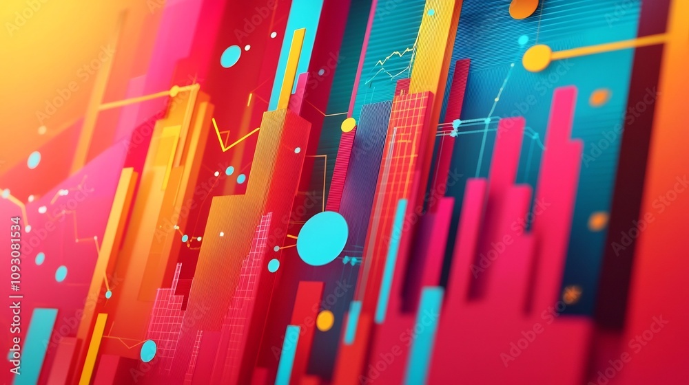 Vibrant and dynamic paper cut style showcasing the visualization of digital advertising ...