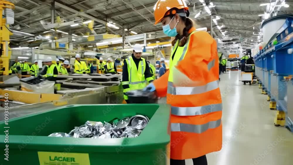 Waste collectors collect plastic waste for recycling while working at a ...
