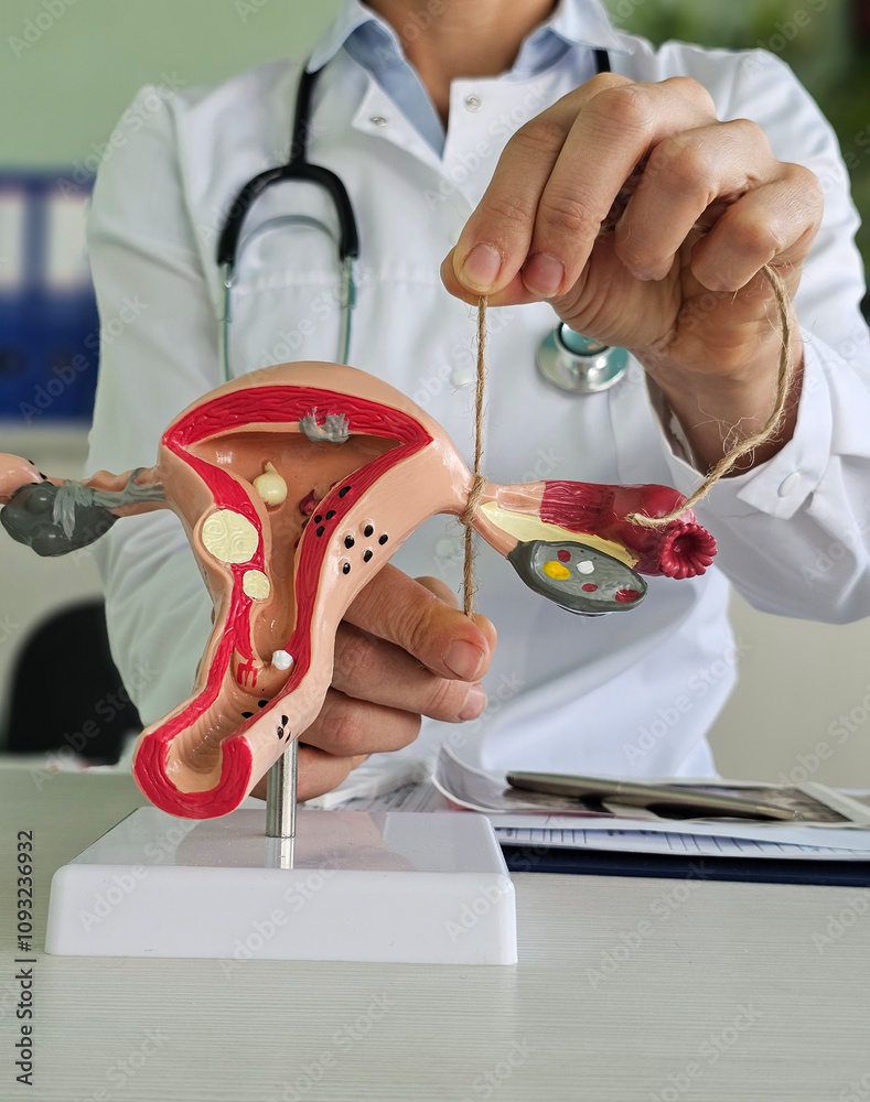 Medical surgical sterilization. Tubal ligation. Doctor gynecologist ...