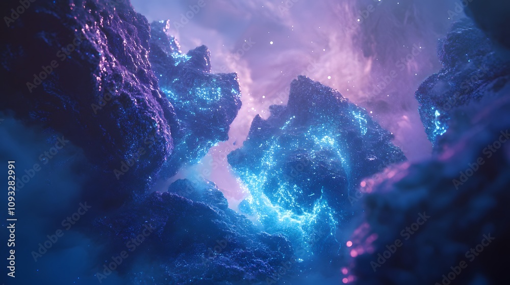 A designer working with AI-powered 3D glowing visualizations of product ...