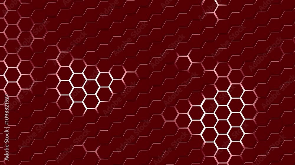 Abstract Red futuristic hexagon animation texture background. Seamless ...