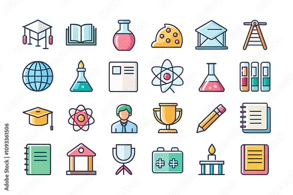 Embrace a minimalist aesthetic with 20 refined line icons symbolizing ...