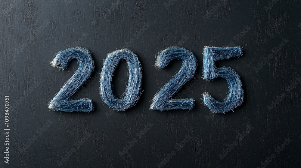 "2025", the numbers written with sparklers on a black background, a New ...