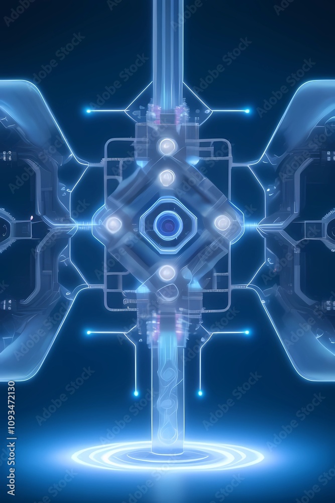 futuristic quantum computer with glowing superconductors and light ...