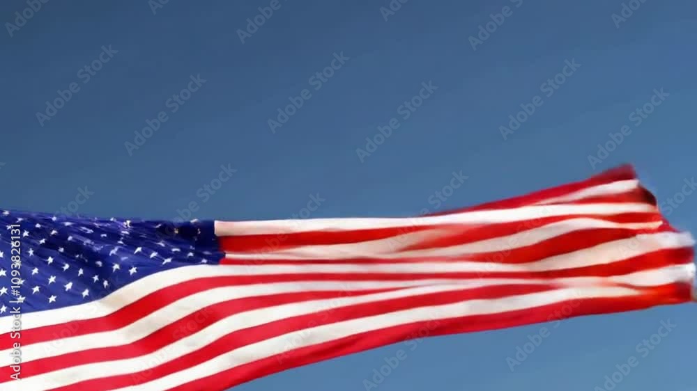 American Flag in the Breeze: A majestic American flag billows proudly ...