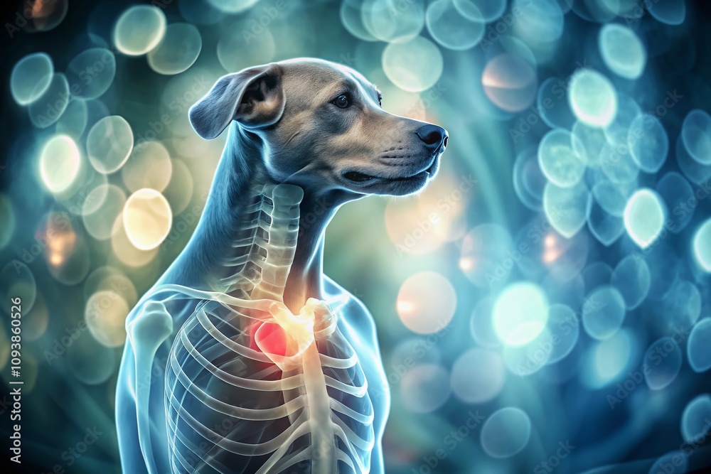 Detailed Dog Chest Thorax X-Ray with Bokeh Effect Showcasing Lungs and ...