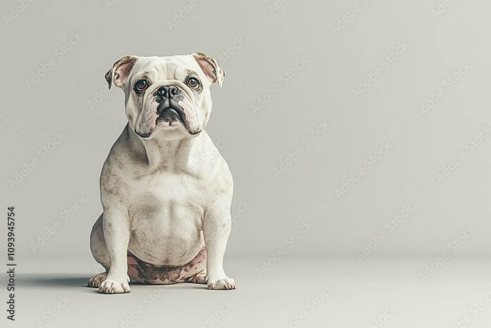 English Bulldog. A charming bulldog sits confidently, showcasing its ...