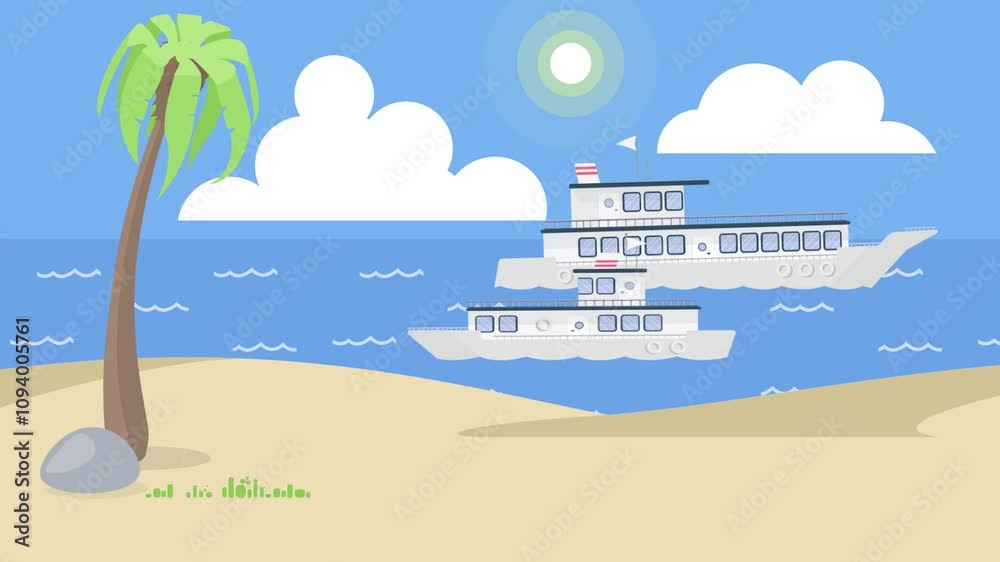 Animated pixel art design of daytime Ground, grass, sky, tree and stars ...