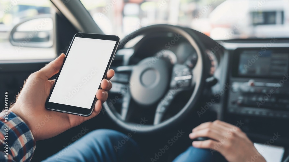 Using mobile technology while driving inside a car lifestyle content ...