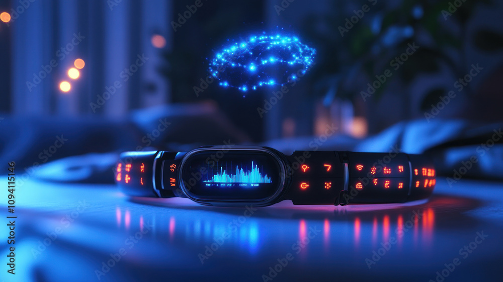 A smart band monitoring sleep patterns and stress levels, with ...