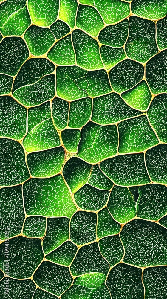 Leaf epidermis cellular pattern, stomata, guard cells, microscopic ...