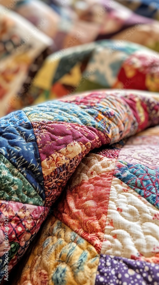 Intricate quilt patterns showcase traditional stitching with vibrant ...