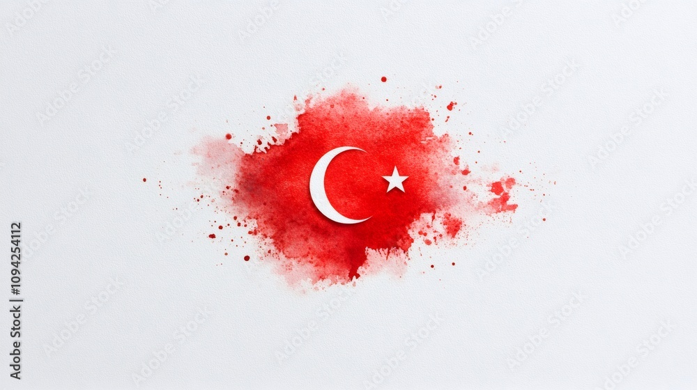 Fotografie, Obraz turkish national symbol, watercolor painting ...