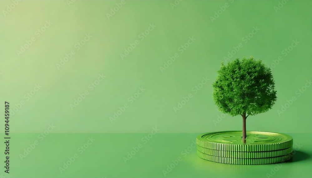 Eco-Friendly Green Economy Transition Concept. Green tree on a circular ...